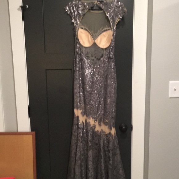 Jovani | Dresses | Gunmetal Embroidered Formal Dress | Poshmark